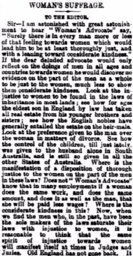 "WOMAN'S SUFFRAGE." South Australian Register (Adelaide, SA : 1839 ...
