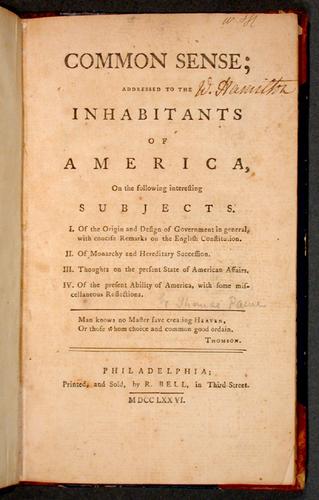 "Common Sense" is a pamphlet from 1776 written by Thomas Paine, an ...