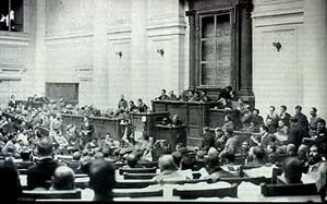 This image depicts the First All-Russian Congress of Soviets' meeting ...