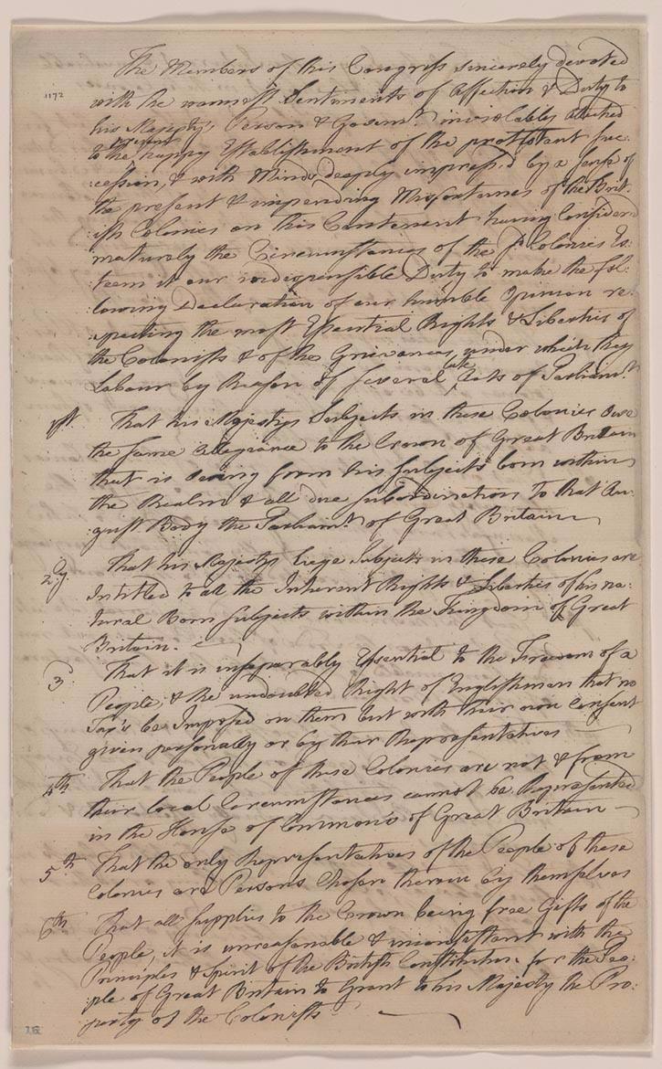 First Declaration of Rights and Grievances