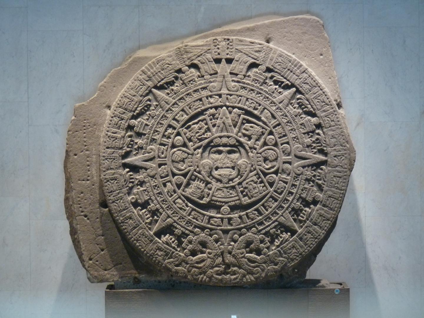 The Aztec Sunstone in the Museo Nacional de Antropologia, Mexico City ...
