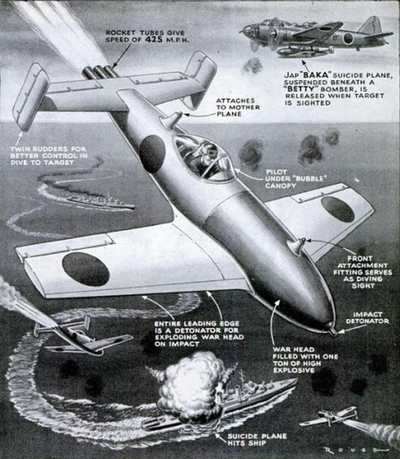 Secondary Source - Annotated image of the Japanese 'Dive' bombers