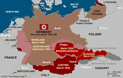 This map shows how the Germans invaded the rest of Czechoslovakia.