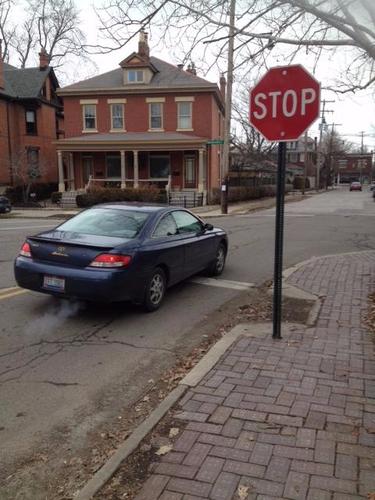 Coming to a complete stop at a stop sign even when there's no cars ...