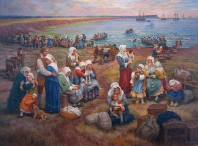 this picture shows the Acadians when they got deported to louisiana ...
