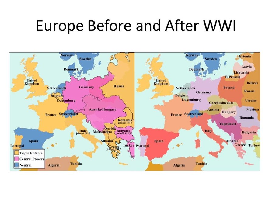 How did WWI change the map of Europe?