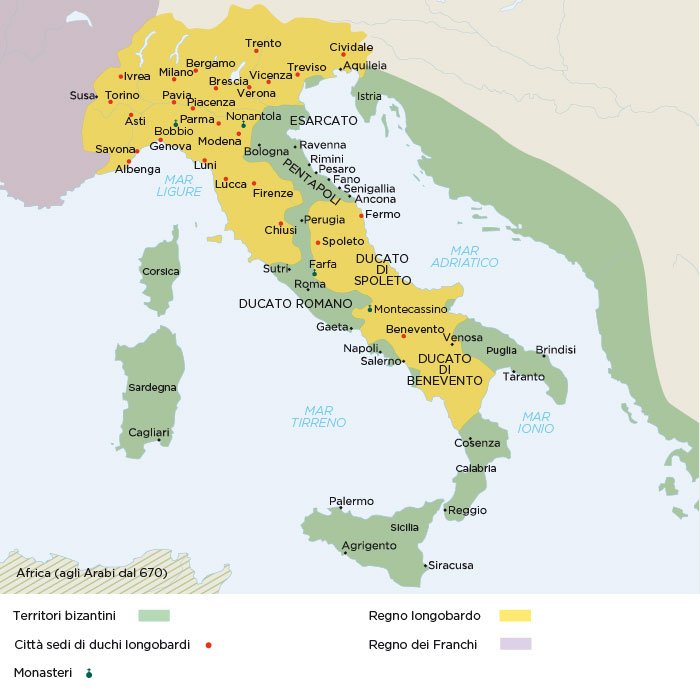 L'Italia fra Longobardi e Bizantini