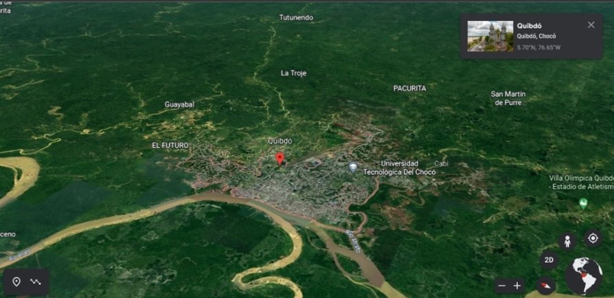 Acontinuación presentaré unas imágenes de Quibdó desde Google Earth