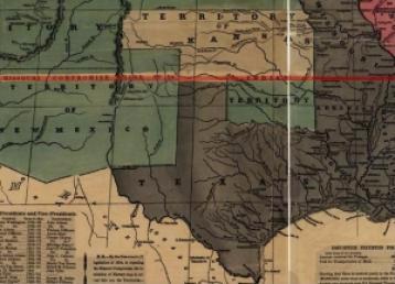 This map shows the line (outlined in red) established by the Missouri ...