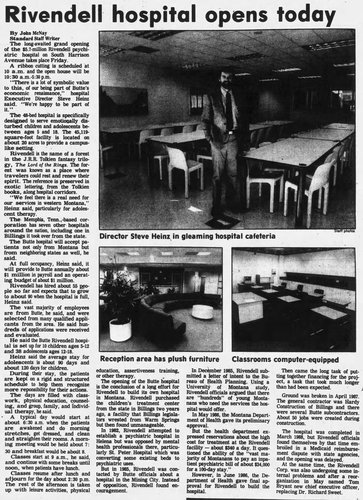 Sept. 1988 – Rivendell of Montana opens at 55 Basin Creek Rd.