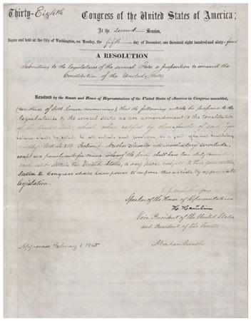 "The Thirteenth Amendment abolished slavery." American Eras Primary ...