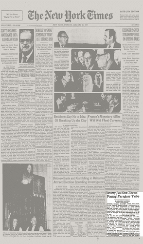 1972 a New York Times newspaper article is written about the Ache ...