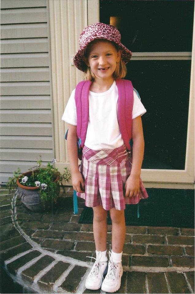 My first day of school on the steps of my childhood home.