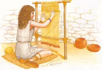 Cloth was made from wool or cotton and was woven on very simple looms
