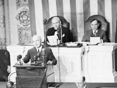 Harry Truman announcing his plan to the people.