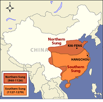 General locations of both Northern Song and Southern Song.