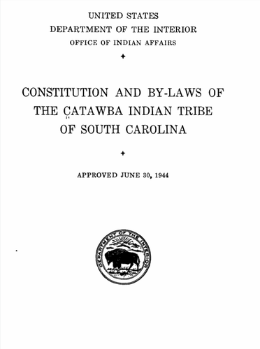 Office of Indian Affairs, & Catawba Indian Tribe, Constitution and ...