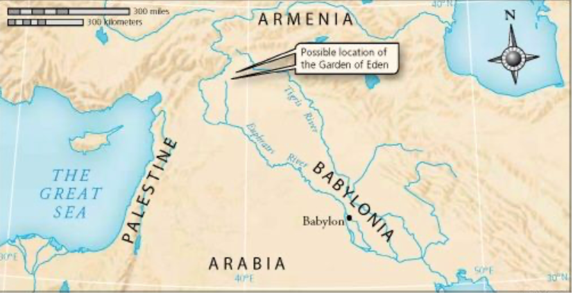 Possible location of the garden of Eden, from (Nelson 14).