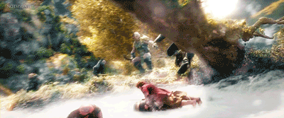 The dwarves escaping the elf caves in barrels