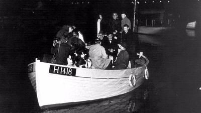Jews in a boat escaping from the Holocaust