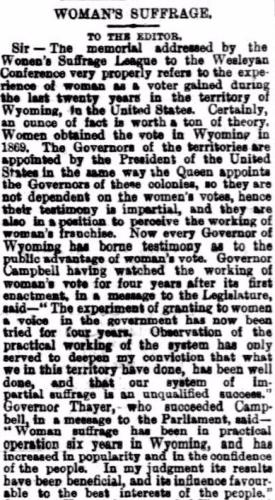 "WOMAN'S SUFFRAGE." South Australian Register (Adelaide, SA : 1839 ...