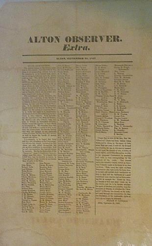 New press working, first issue of the Alton Observer published