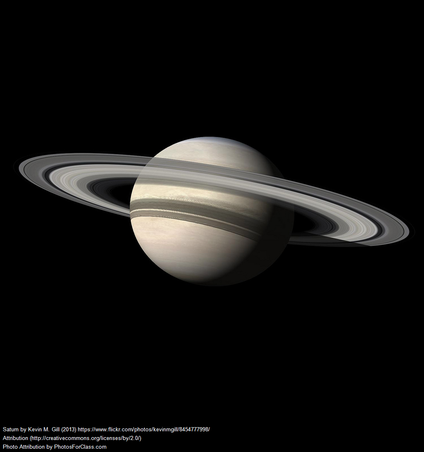 This is a picture of saturn far away from earth.