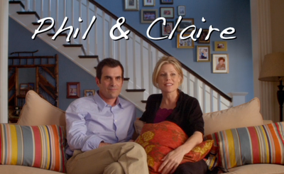 Claire and Phil in their family home
