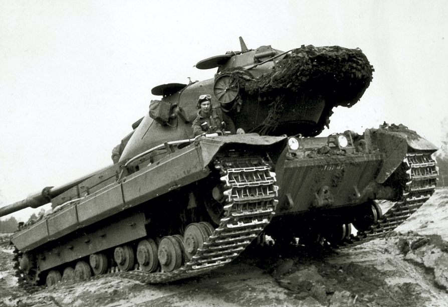 Copy print of a Conqueror tank of 5 Royal Tank Regiment crossing a ...
