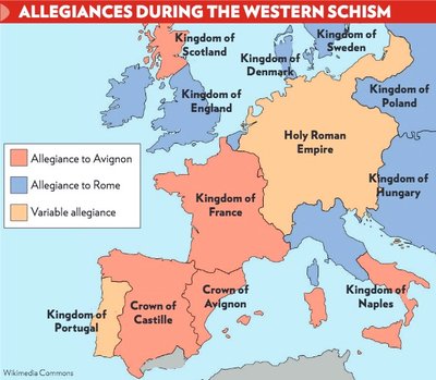 Map of the Western Schism