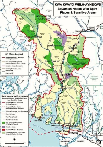 This map shows the traditional territory of the Squamish Peoples, as ...