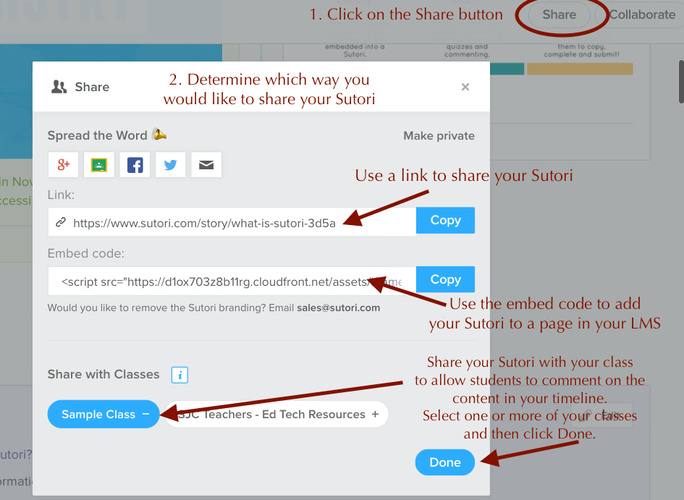 Sharing Your Sutori