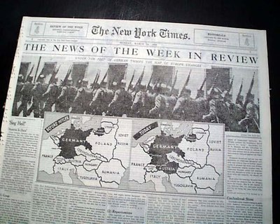March 13, 1938 - The Nazis complete the annexation of Austria.