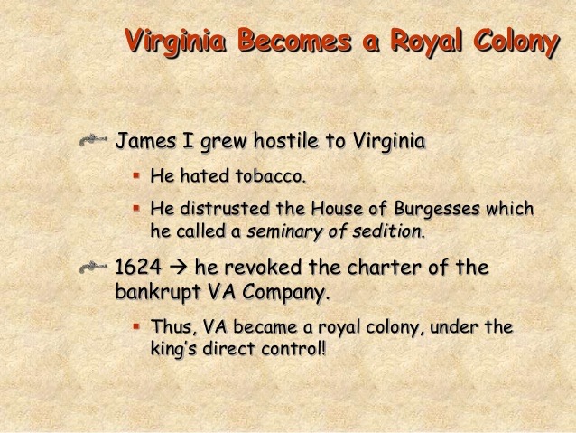 Virginia becomes a royal colony