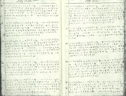 Diary of William Byrd II. By William Byrd II in 1710 (Scan from ...