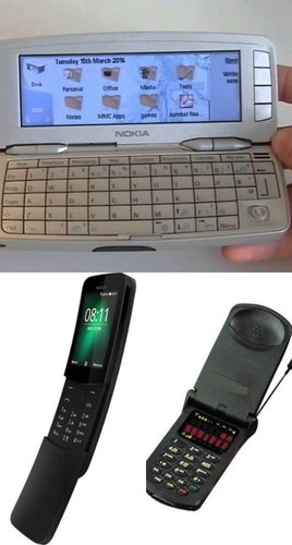 The top photo is NOKIA 9000, on the left NOKIA 8110, on the right ...