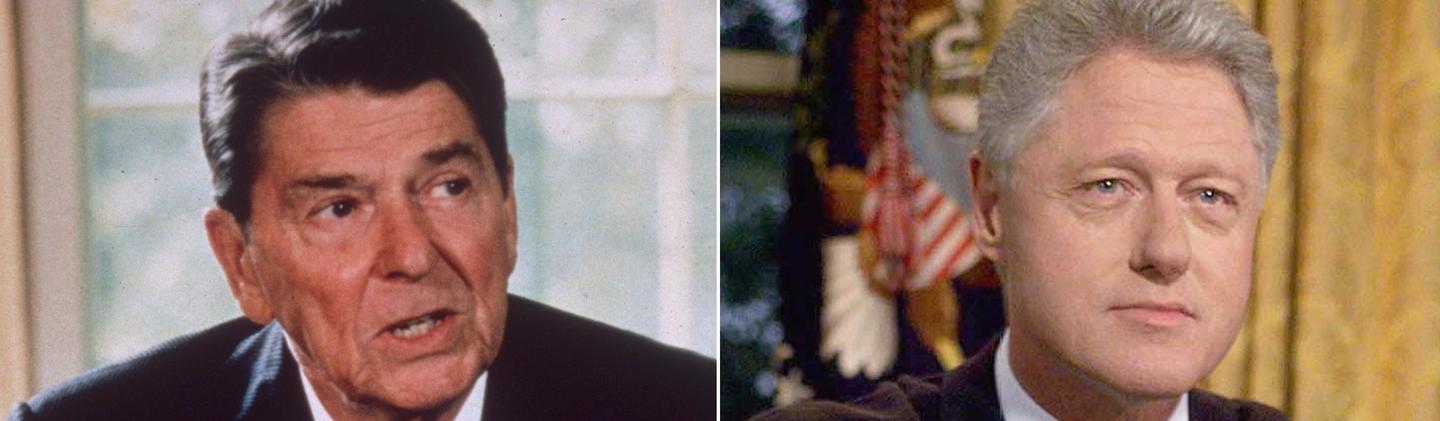 Ronald Reagan (Left) and Bill Clinton (Right)