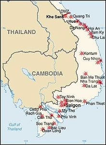 Map of Tet Offensive battles/attacks after the communists crossed the ...