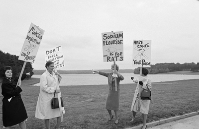 Residents protest the fluoridation of New York City's water supply, in ...