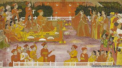 A painting of the riches that the Mughals had.