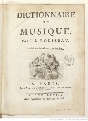 Dictionnaire de Musique en 1768