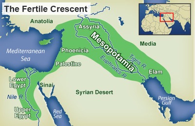 This is the Fertile Crescent Mesopotamia is located right on top of it,