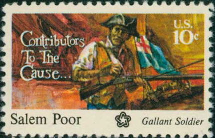 The 1975, 10 cent postage stamp depicting Salem Poor (US Postal Service)
