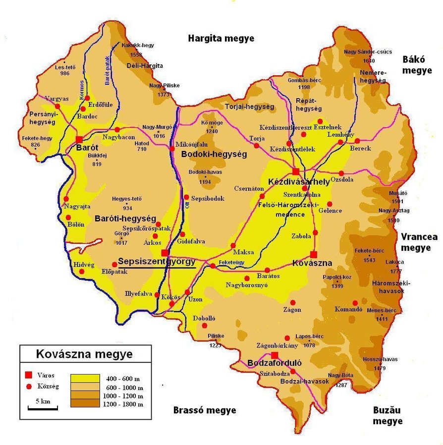 Kovászna megye és szomszédai