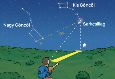 A Sarkcsillag az északi irányt mutatja