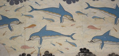 Minoan Dolphin Fresco from Knossos, Crete, 1700-1450 BCE.