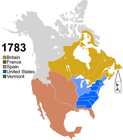 Map showing the division of territory following the Treaty of Paris