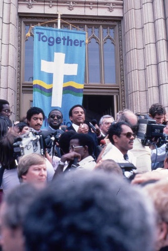 Mayor of Atlanta Andrew Young on City Hall steps