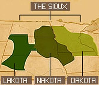 This map represents the division of the Sioux tribe geographically.