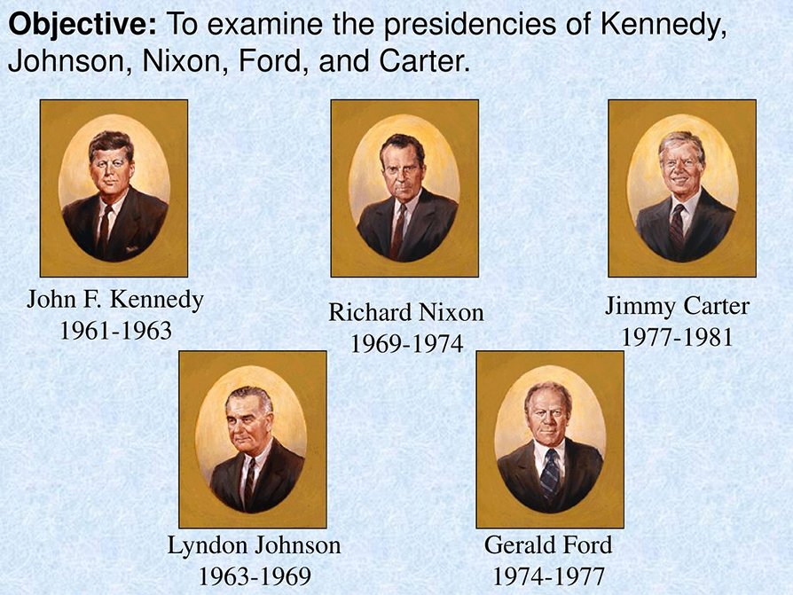 This photo includes the names of the presidents and the years that they ...